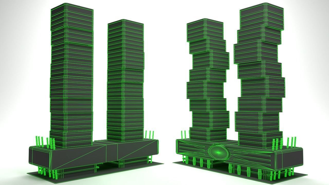 Lusail Marina Twin Tower 3D model | CGTrader