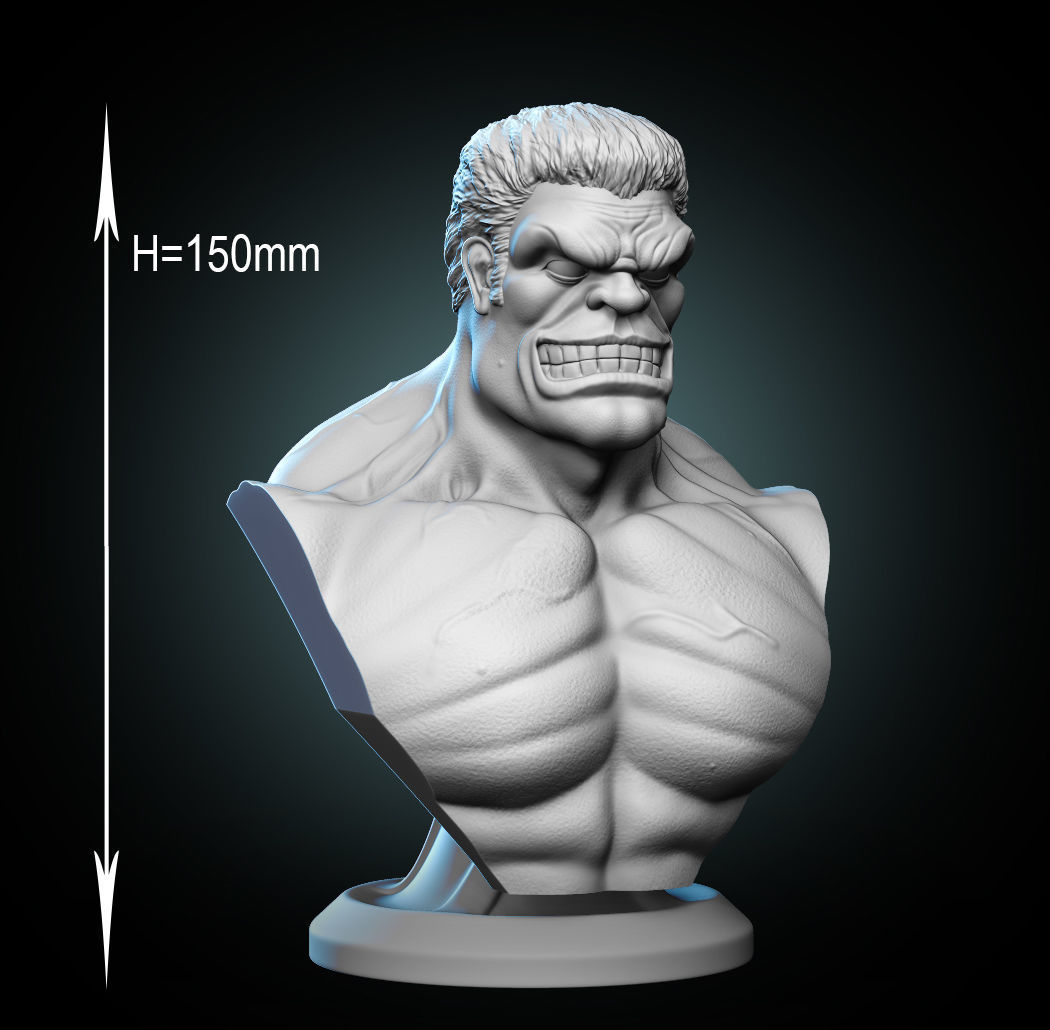 RED HULK BUST STL 3D model 3D printable | CGTrader