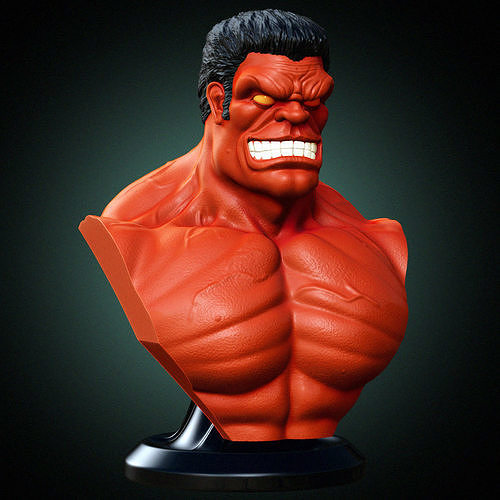 RED HULK BUST STL 3D model 3D printable | CGTrader