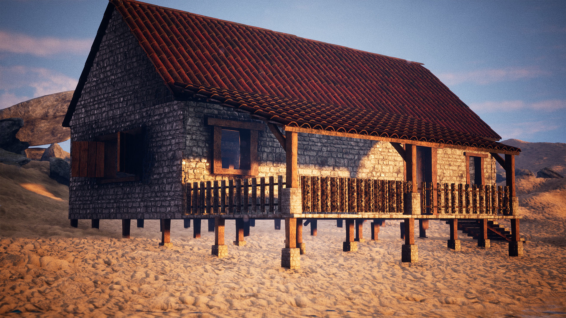 3D model Modular Stone House 30 Assets VR / AR / low-poly | CGTrader