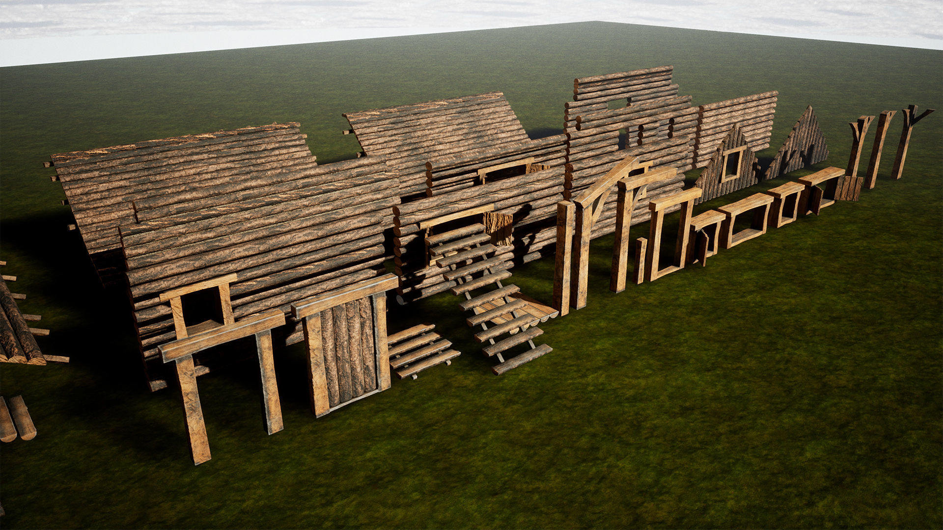 3D model Modular Wood House 30 Assets VR / AR / low-poly | CGTrader