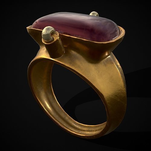 3D model Ruby Pearl Gold Ring VR / AR / low-poly | CGTrader