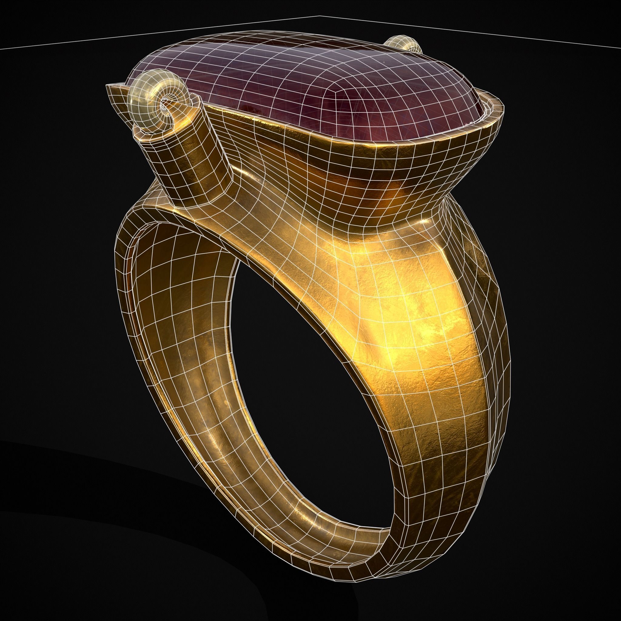 3D model Ruby Pearl Gold Ring VR / AR / low-poly | CGTrader