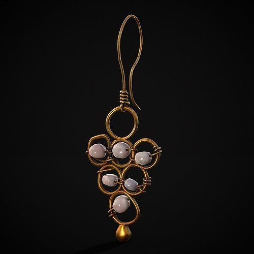 3D model Pearl Loop Drop Earrings VR / AR / low-poly | CGTrader