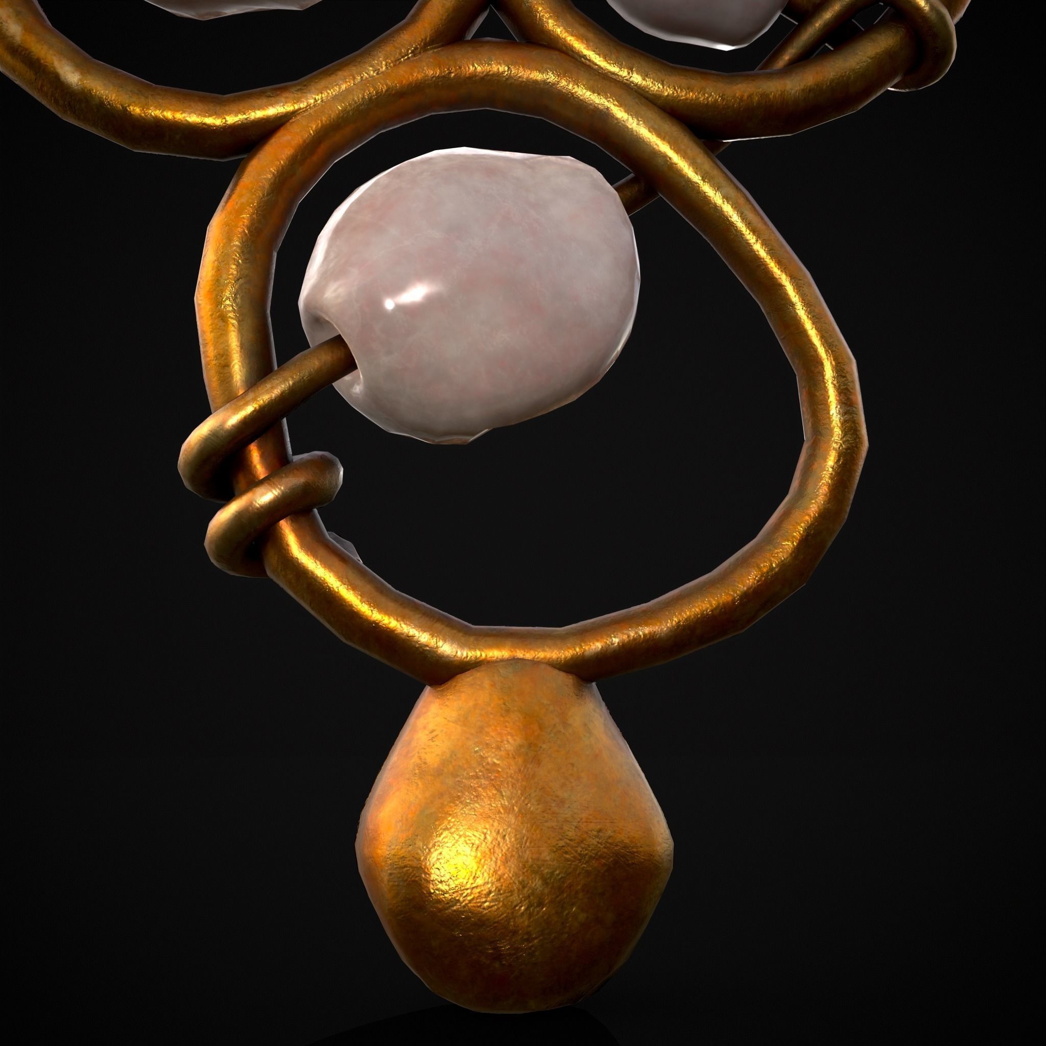 3D model Pearl Loop Drop Earrings VR / AR / low-poly | CGTrader