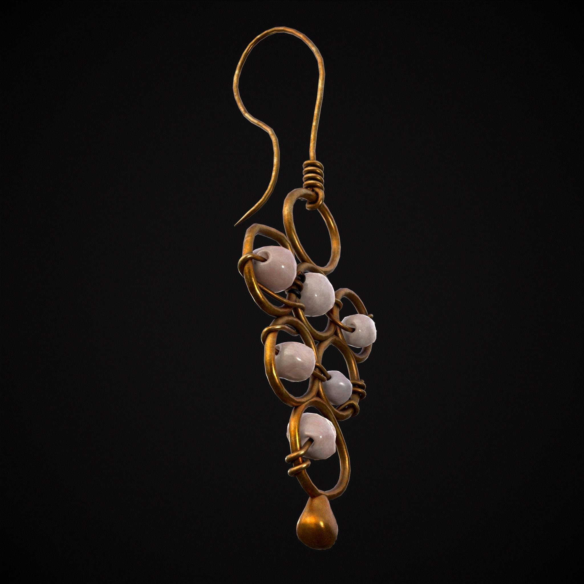 3D model Pearl Loop Drop Earrings VR / AR / low-poly | CGTrader
