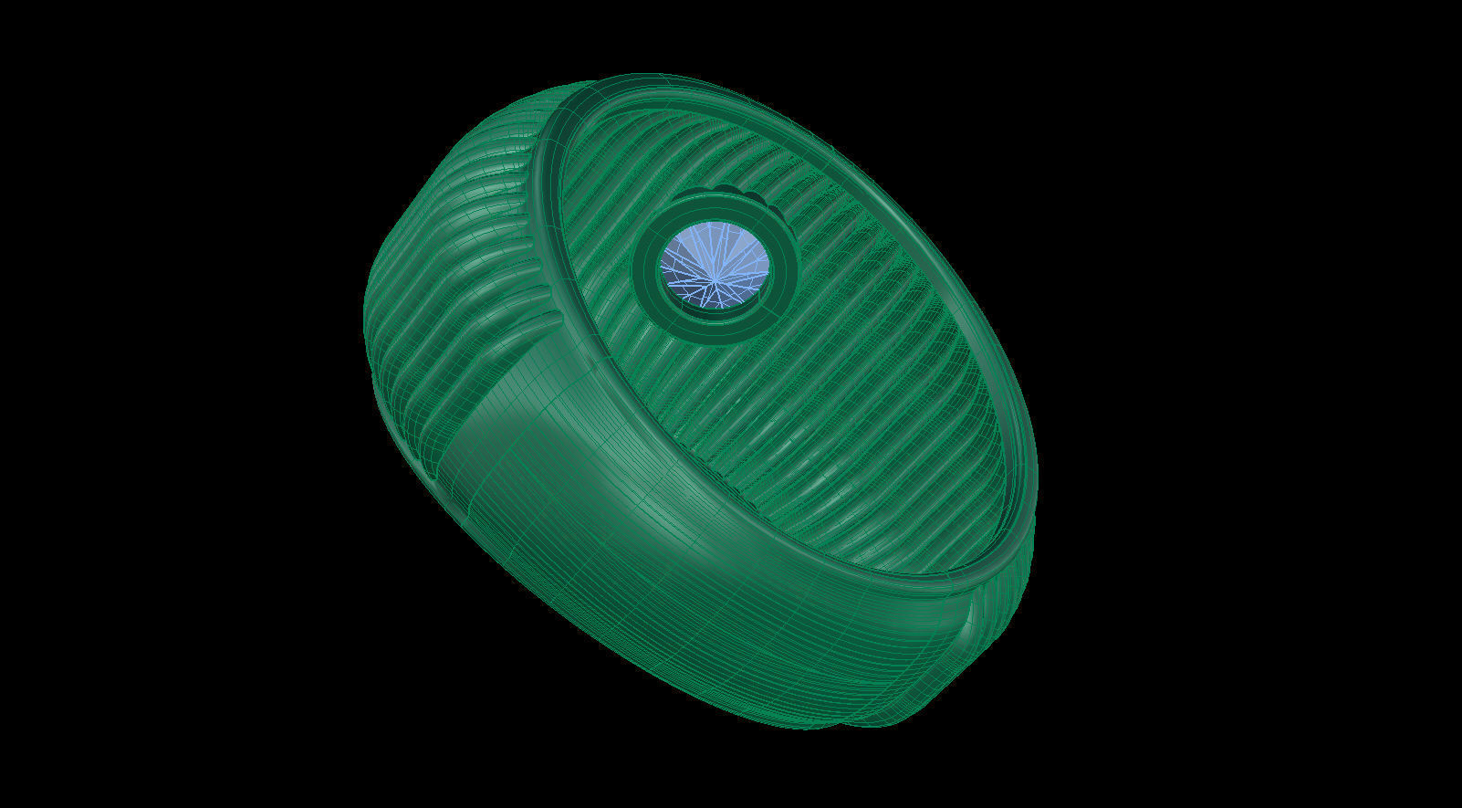 Tube Texture Ring with Center Round Gem 5 mm 3D model 3D printable ...