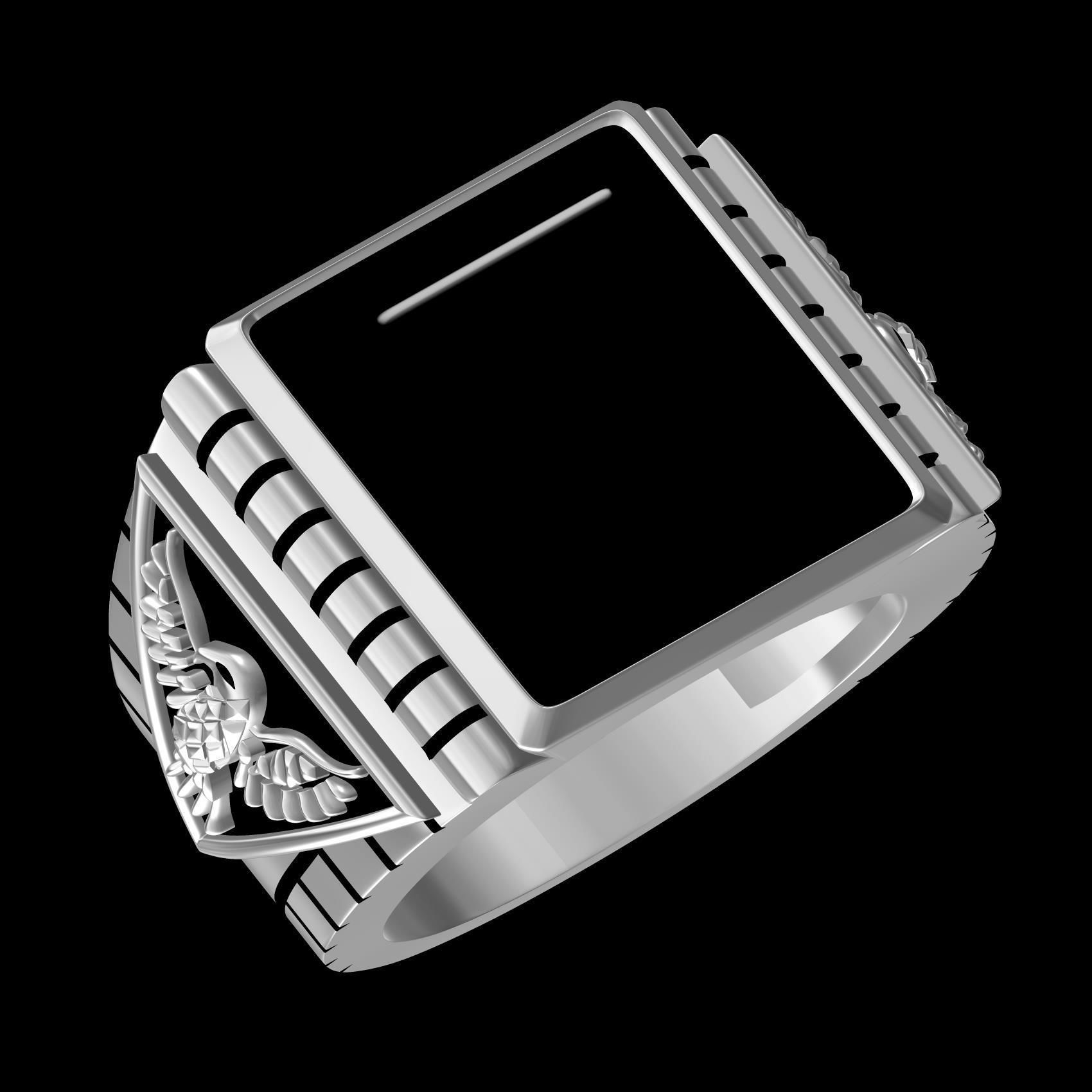 Black Onyx Eagle Mens Ring 3D model 3D printable | CGTrader