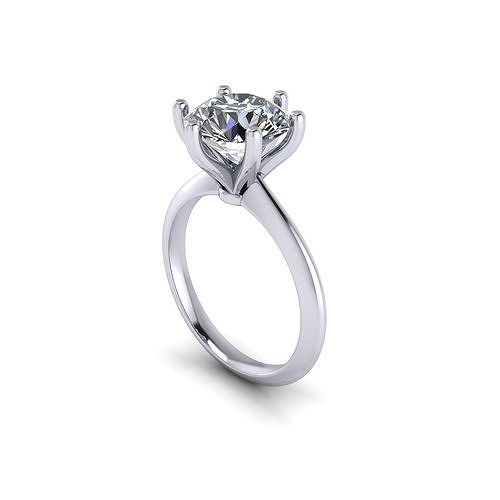 Six Prong Solitaire Diamond Ring 3D model 3D printable | CGTrader
