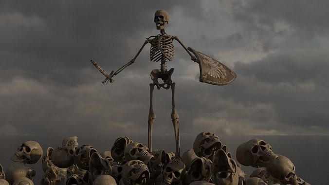 Skeleton skull scene with ocean environment 3D model animated rigged ...