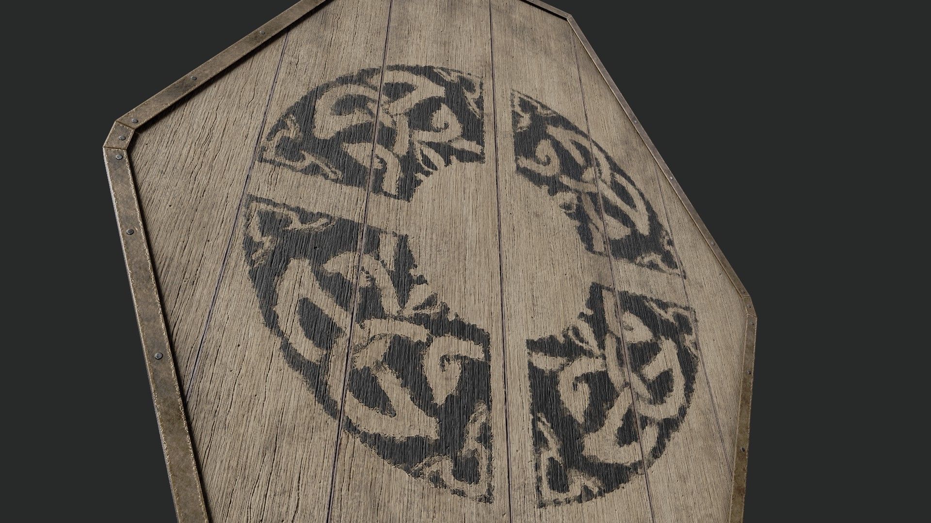 3D model Slavic diamond-shaped shield painted ring rune symbol VR / AR ...