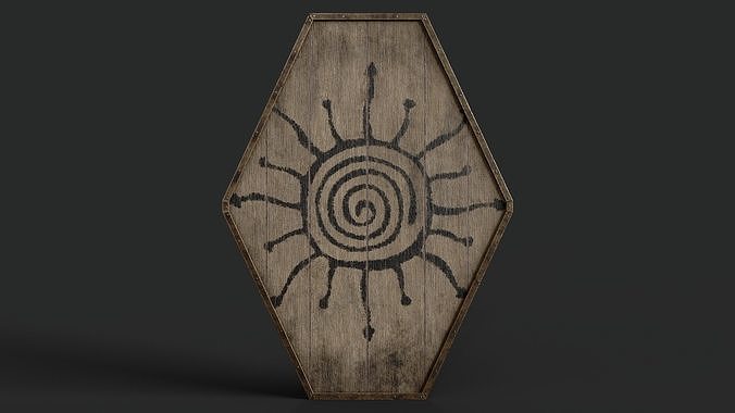 3D model Slavic diamond-shaped shield painted radial Sun symbol VR / AR ...
