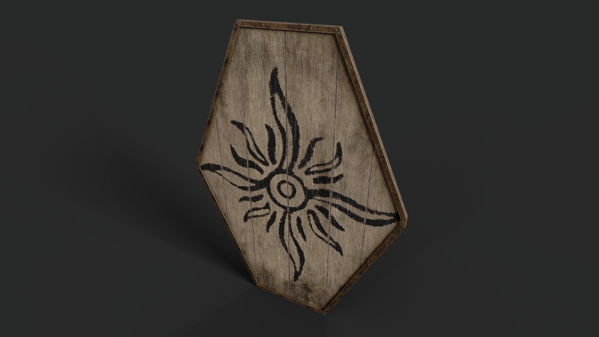 3D model Slavic diamond-shaped shield painted Sun symbol VR / AR / low ...