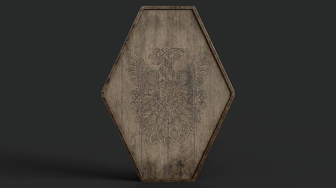 3D model Slavic diamond-shaped shield painted pheasant symbol VR / AR ...