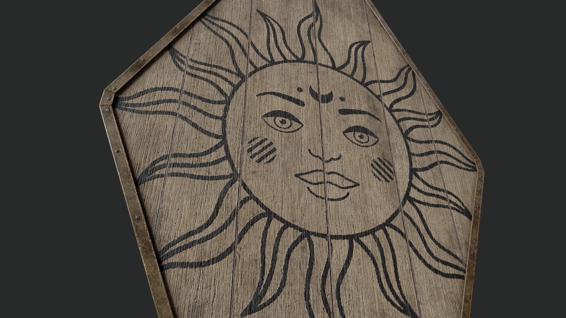 3D model Slavic diamond-shaped shield painted face of the sun symbol VR ...