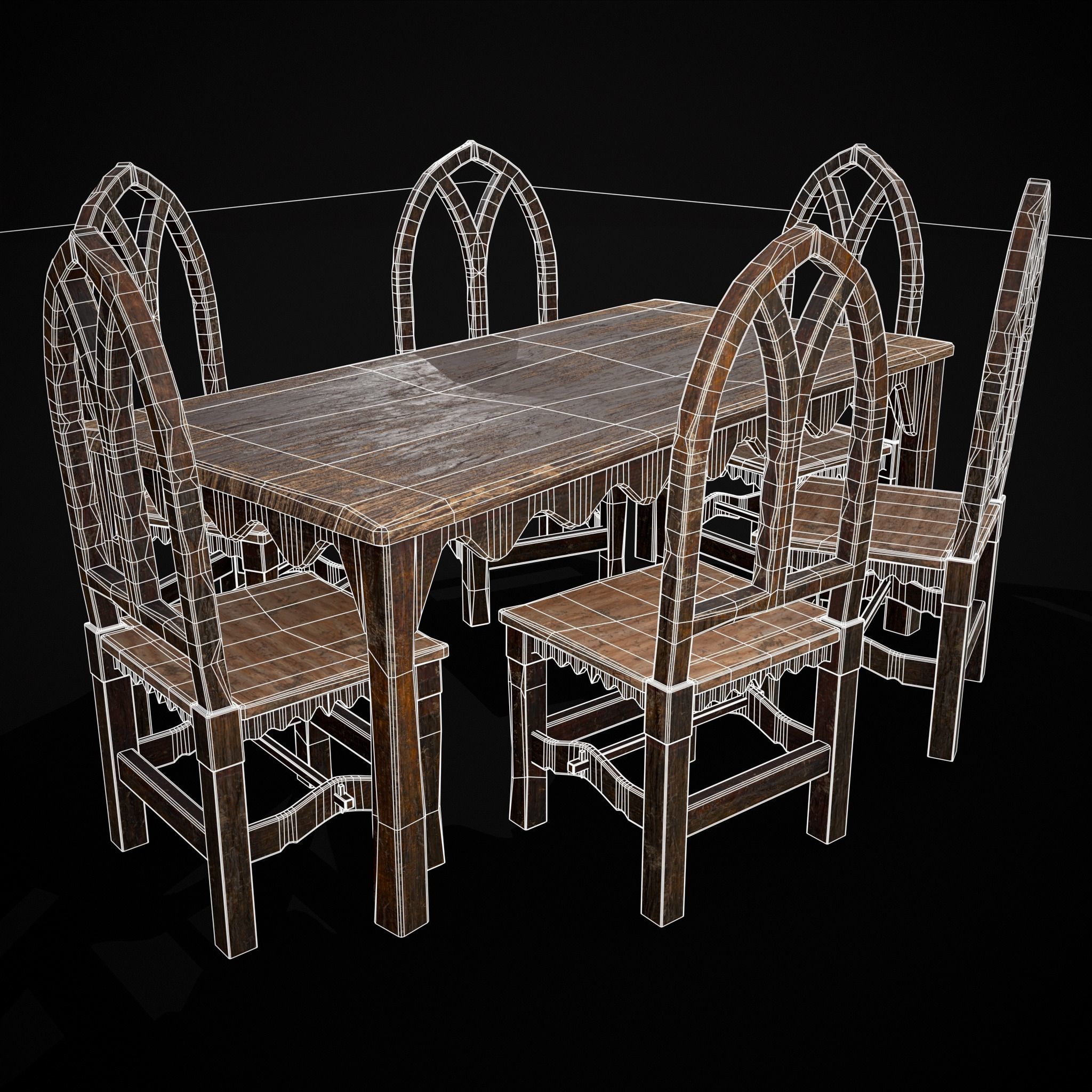 3D model Medieval Kitchen Table Set VR / AR / low-poly | CGTrader