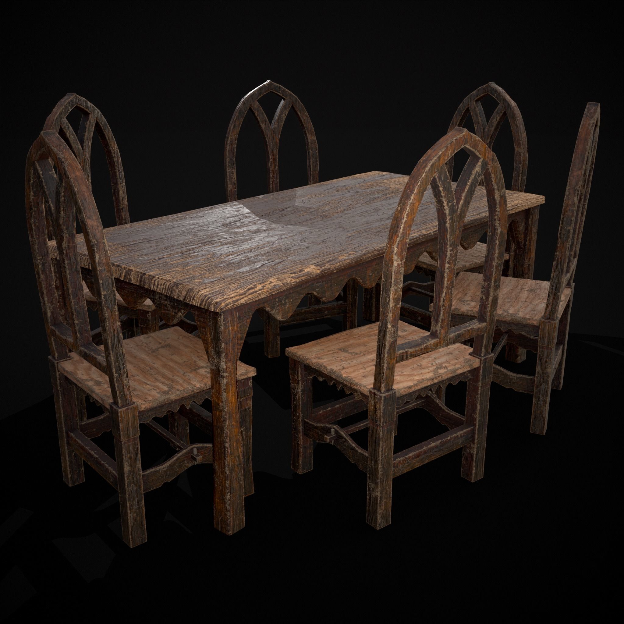 3D model Medieval Kitchen Table Set VR / AR / low-poly | CGTrader