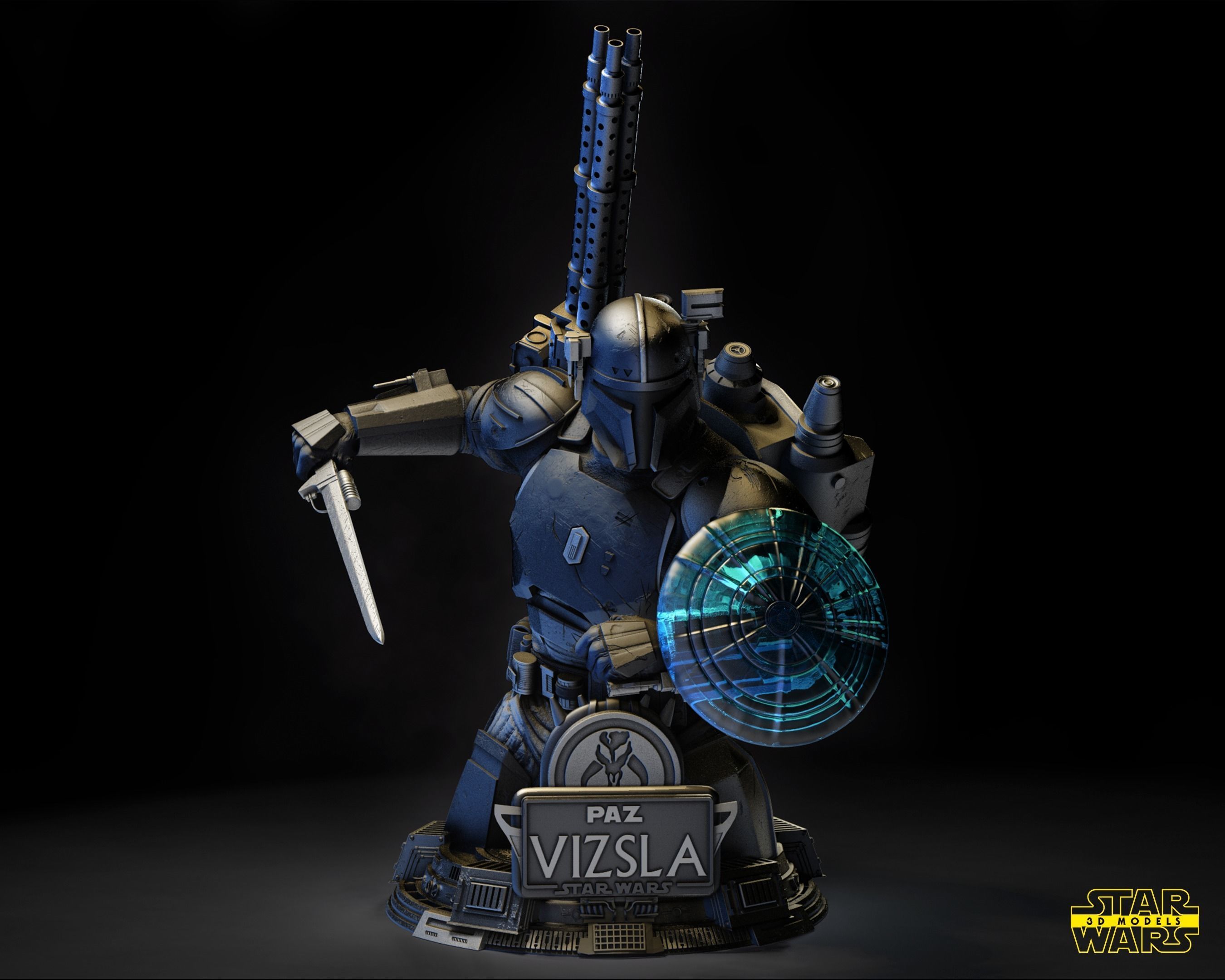 Paz Vizsla Bust - Star Wars 3D Models Ready for 3D printing 3D model 3D ...