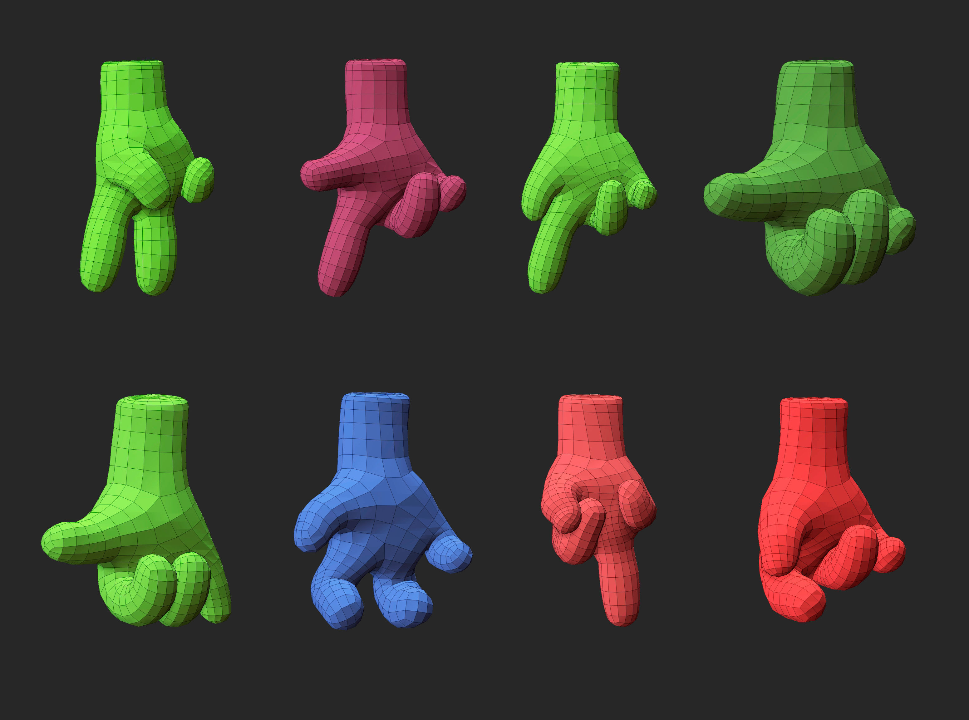 35 low poly cartoon hands and gestures IMM set 3D model | CGTrader