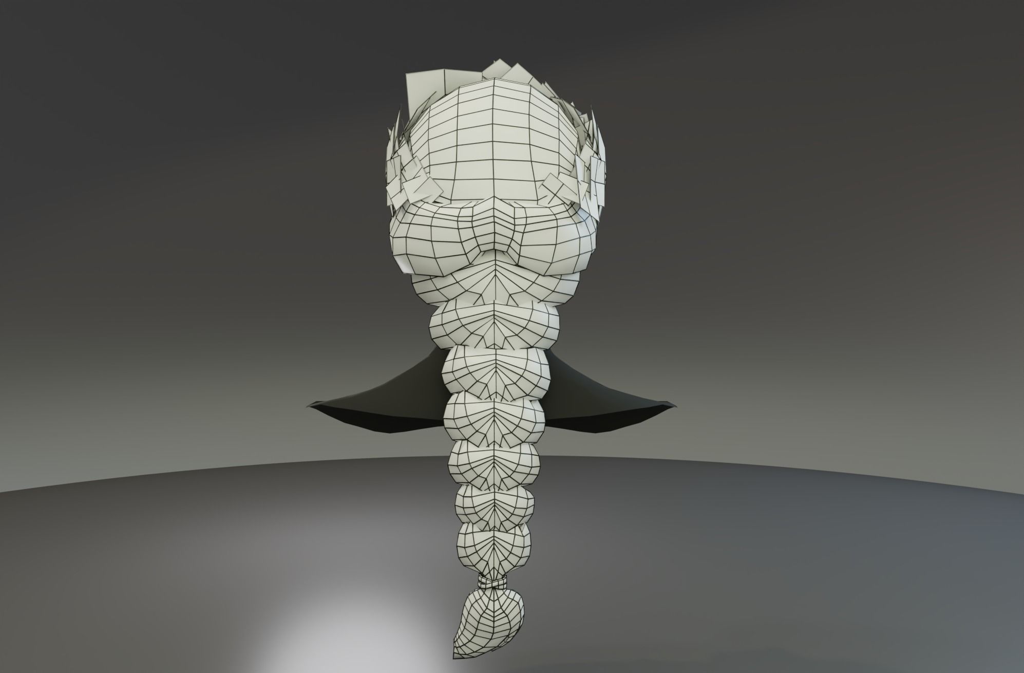 3D model Low poly Braided Hair with Flower Crown VR / AR / low-poly ...