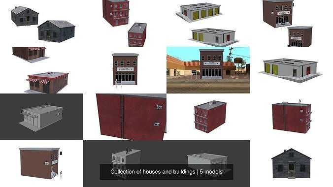 Collection of houses and buildings | CGTrader