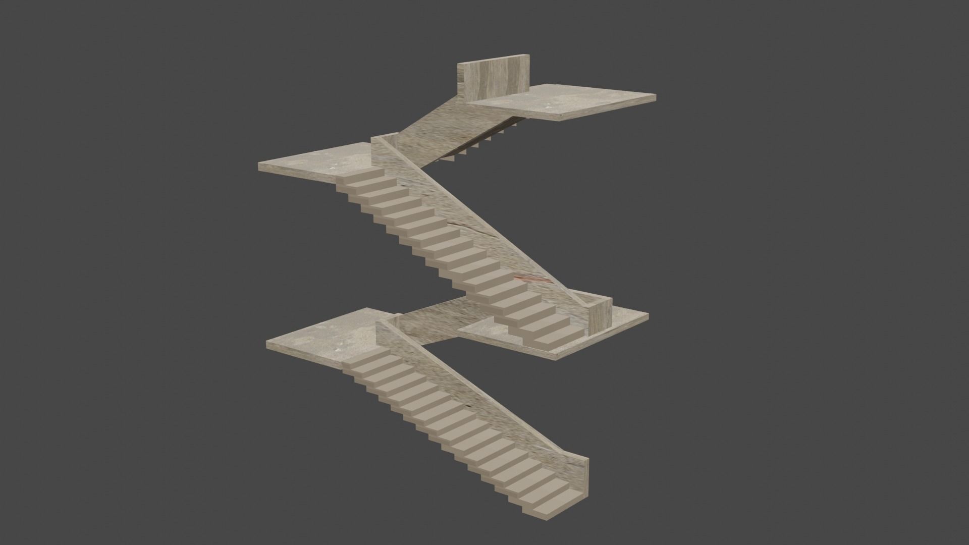 Stairscase of 3 Floors Raw Stairs of a Building free 3D model | CGTrader
