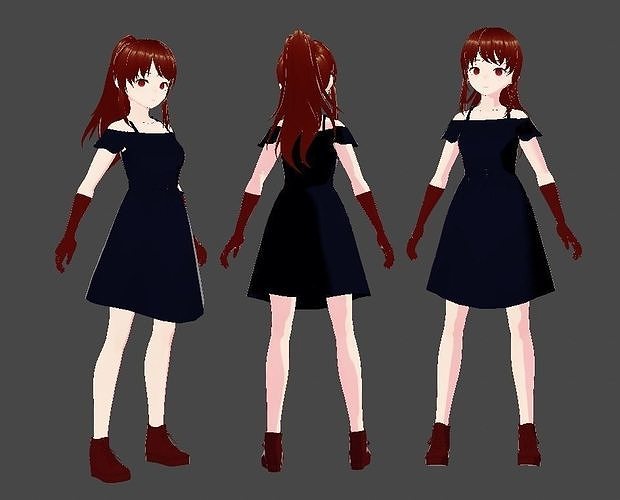 3D vroid studio cute anime girl 3D model animated rigged | CGTrader