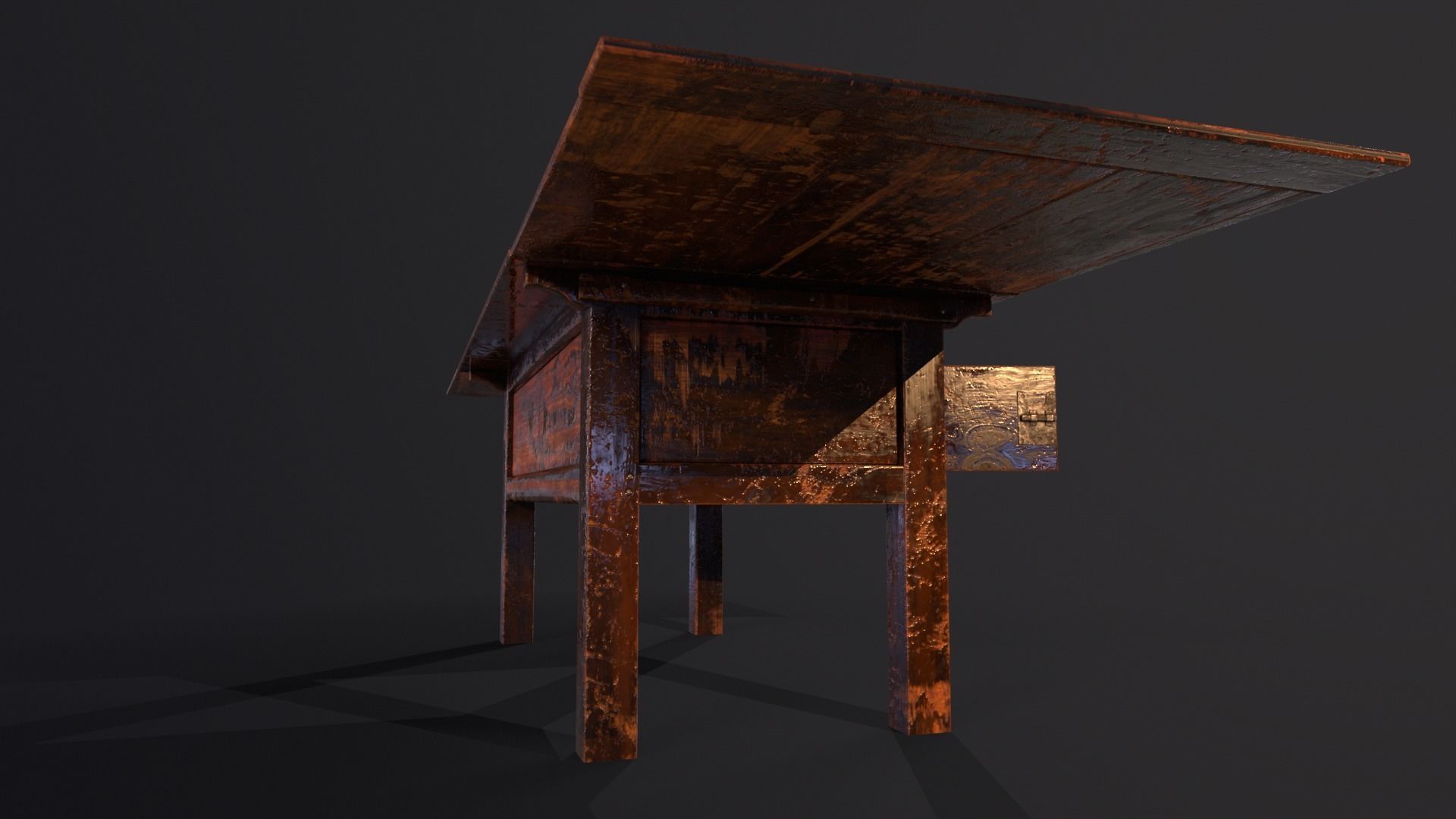 3D model Medieval Oak Hutch Table - English table VR / AR / low-poly ...