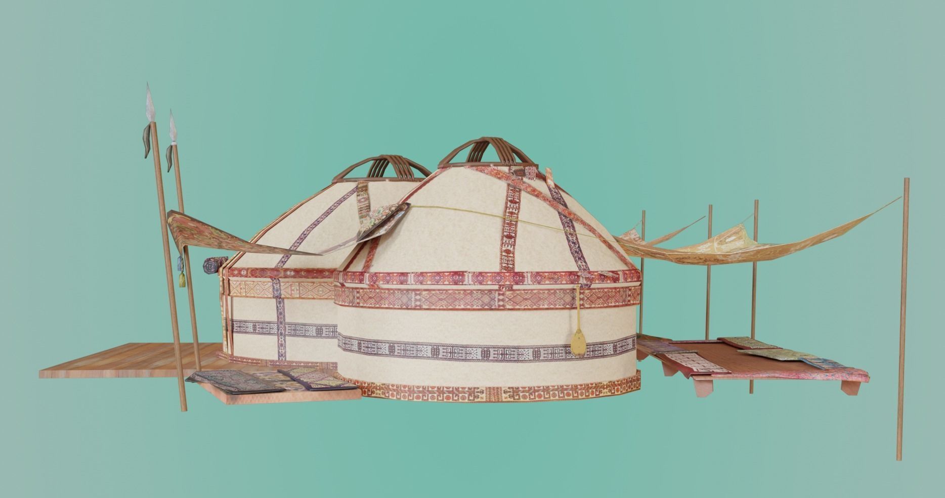 3D model 3 Yurts - Low Poly Game Ready VR / AR / low-poly | CGTrader