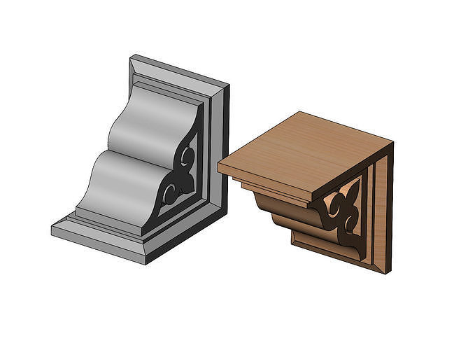 Floral scroll carved Corbel bracket 3D model 3D printable | CGTrader