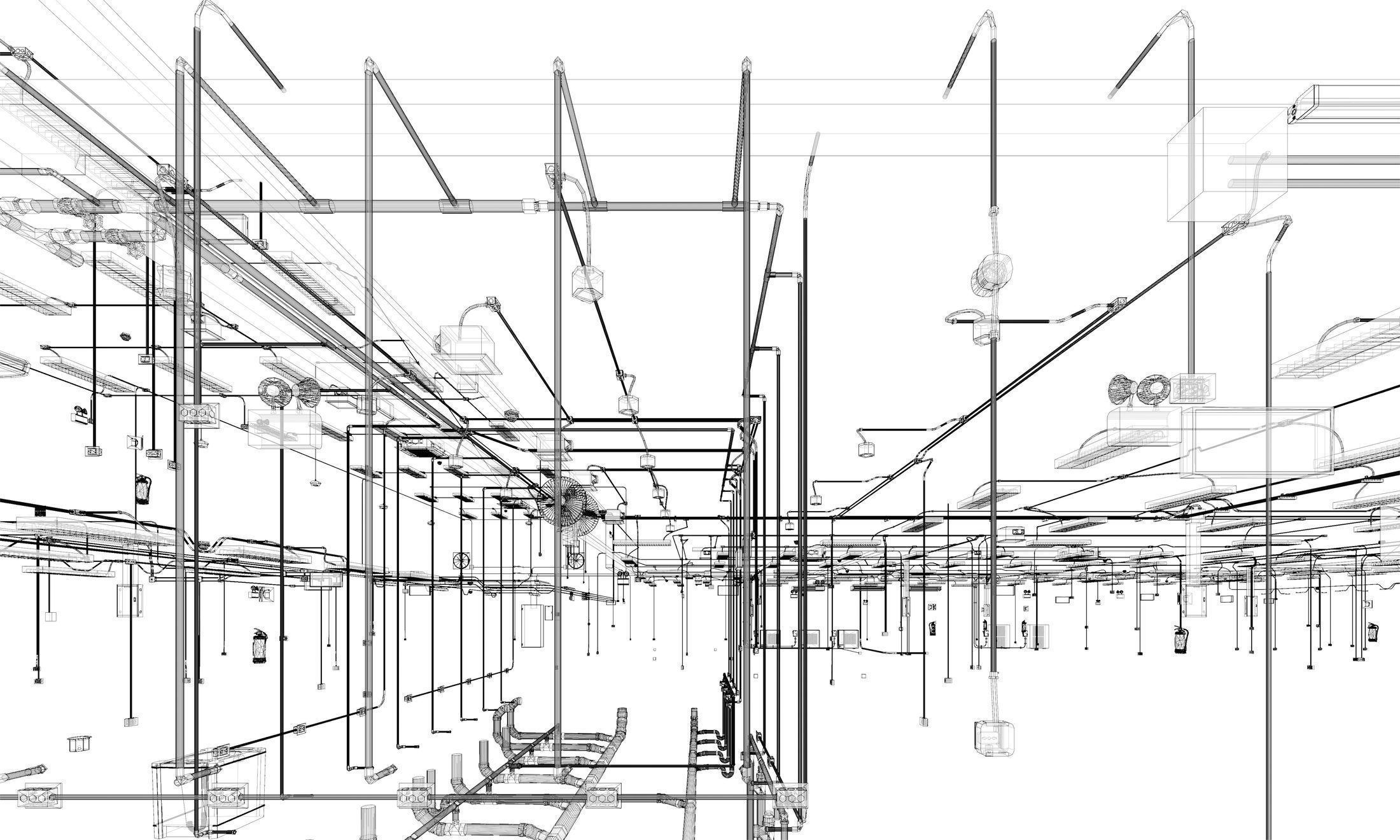 MEP piping in building 3D model | CGTrader