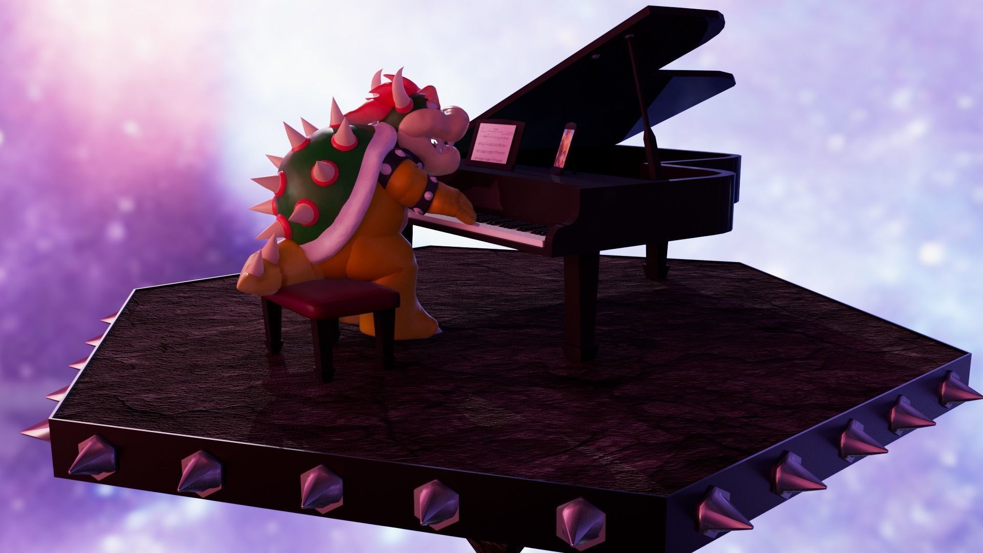 3D model Bowser with the piano VR / AR / low-poly | CGTrader