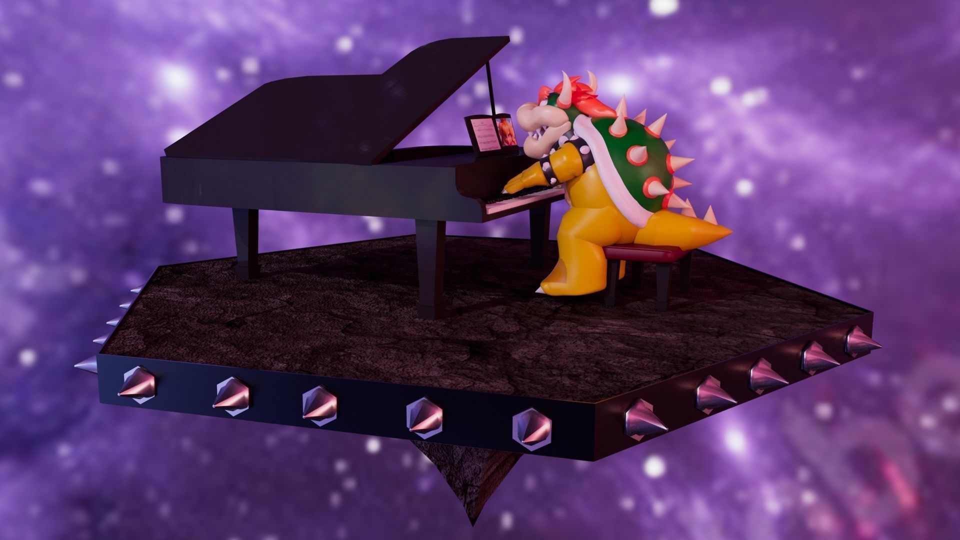 3D model Bowser with the piano VR / AR / low-poly | CGTrader