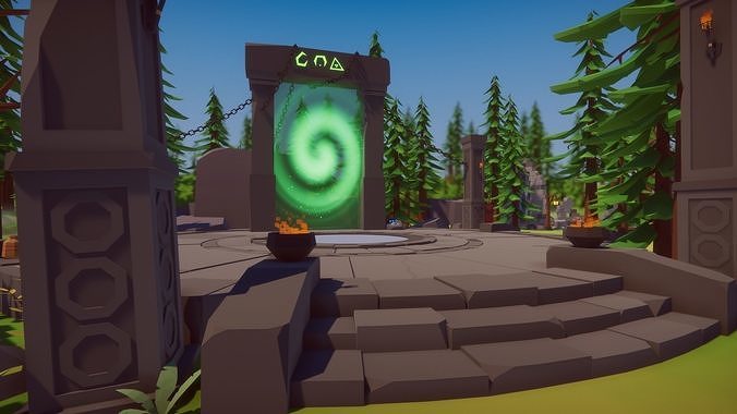 3D model Low Poly Fantasy Battle Arena - Medieval RPG Map VR / AR / low ...