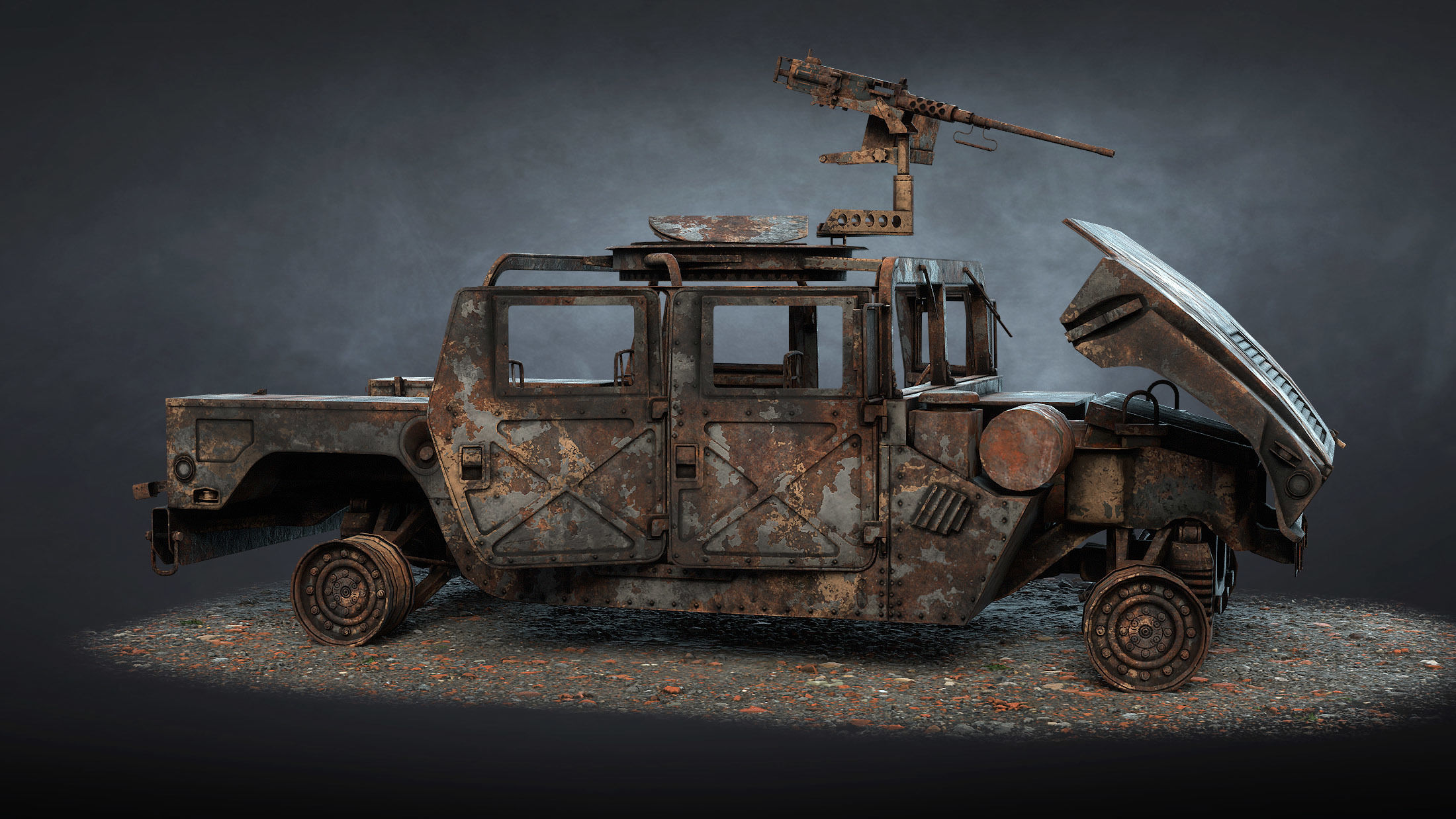 3D model HMMWV M998 Humvee Destroyed VR / AR / low-poly | CGTrader