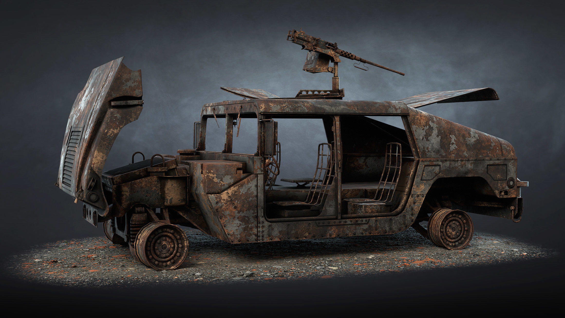 3D model HMMWV M998 Humvee Destroyed VR / AR / low-poly | CGTrader