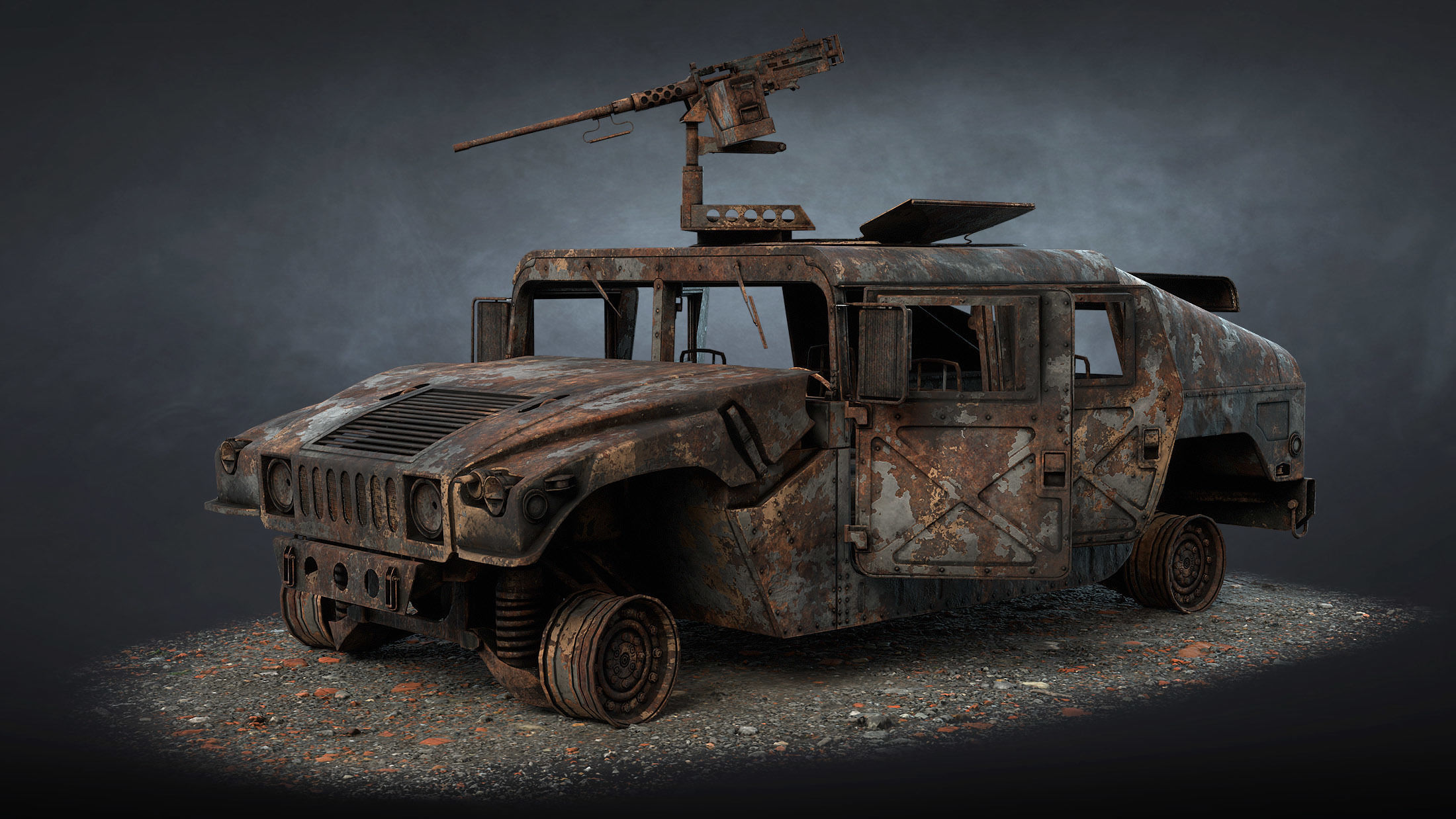 3D model HMMWV M998 Humvee Destroyed VR / AR / low-poly | CGTrader