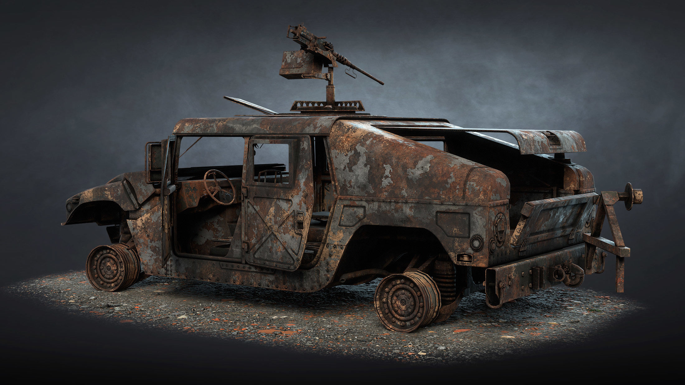 3D model HMMWV M998 Humvee Destroyed VR / AR / low-poly | CGTrader