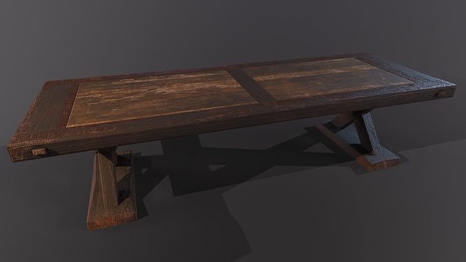 3D model Medieval Old Wooden Viking Dinning Table VR / AR / low-poly ...