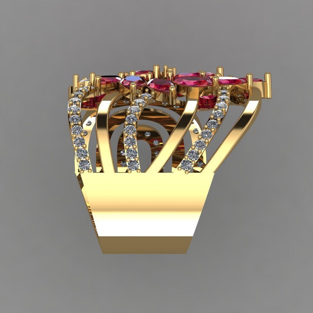 Ruby Rose Gold Women Diamond Ring 3D print model 3D model 3D printable | CGTrader
