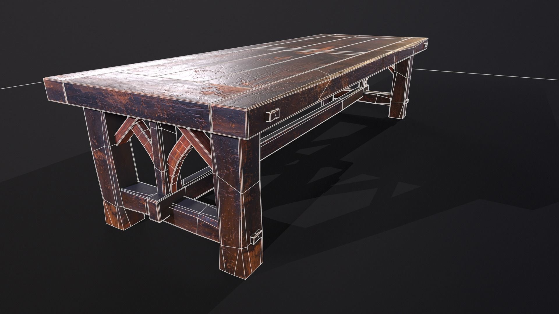 3D model Old Medieval Wooden Dinning Table VR / AR / low-poly | CGTrader