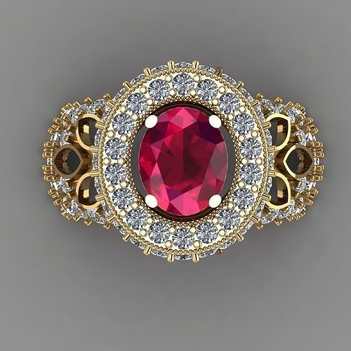 Ruby With Diamond Women 3D Ring Print Model 3D model 3D printable | CGTrader