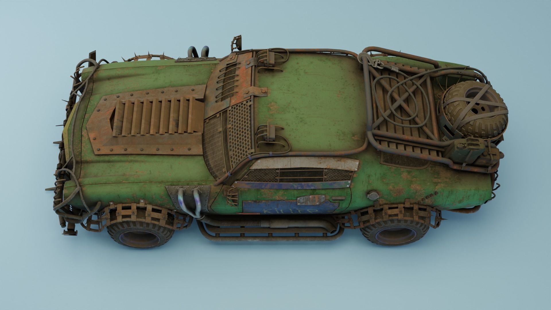 3D model Post Apocalyptic 1970 Chevrolet Camaro Mid-Poly 3D model VR ...
