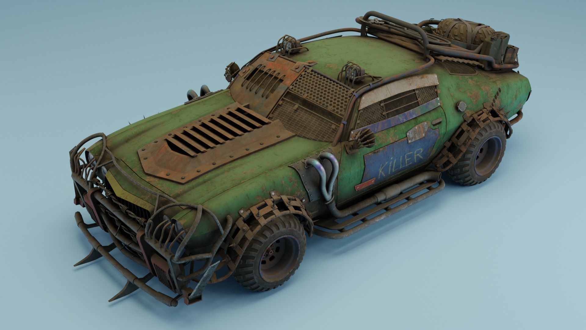 3D model Post Apocalyptic 1970 Chevrolet Camaro Mid-Poly 3D model VR ...