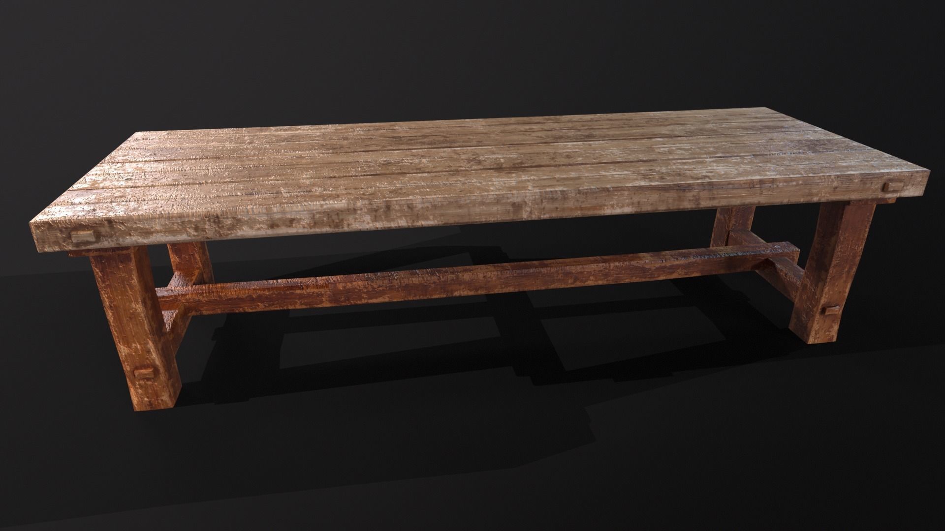 3D model Medieval Wooden Dinning Rectangular Table VR / AR / low-poly ...