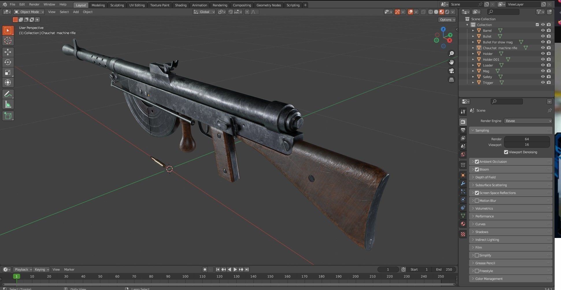 3D model Chauchat Machine Rifle VR / AR / low-poly | CGTrader
