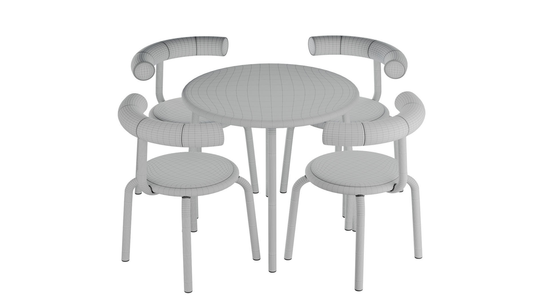 Torno Table Round And Torno Chair Upholstered Full 3D model | CGTrader
