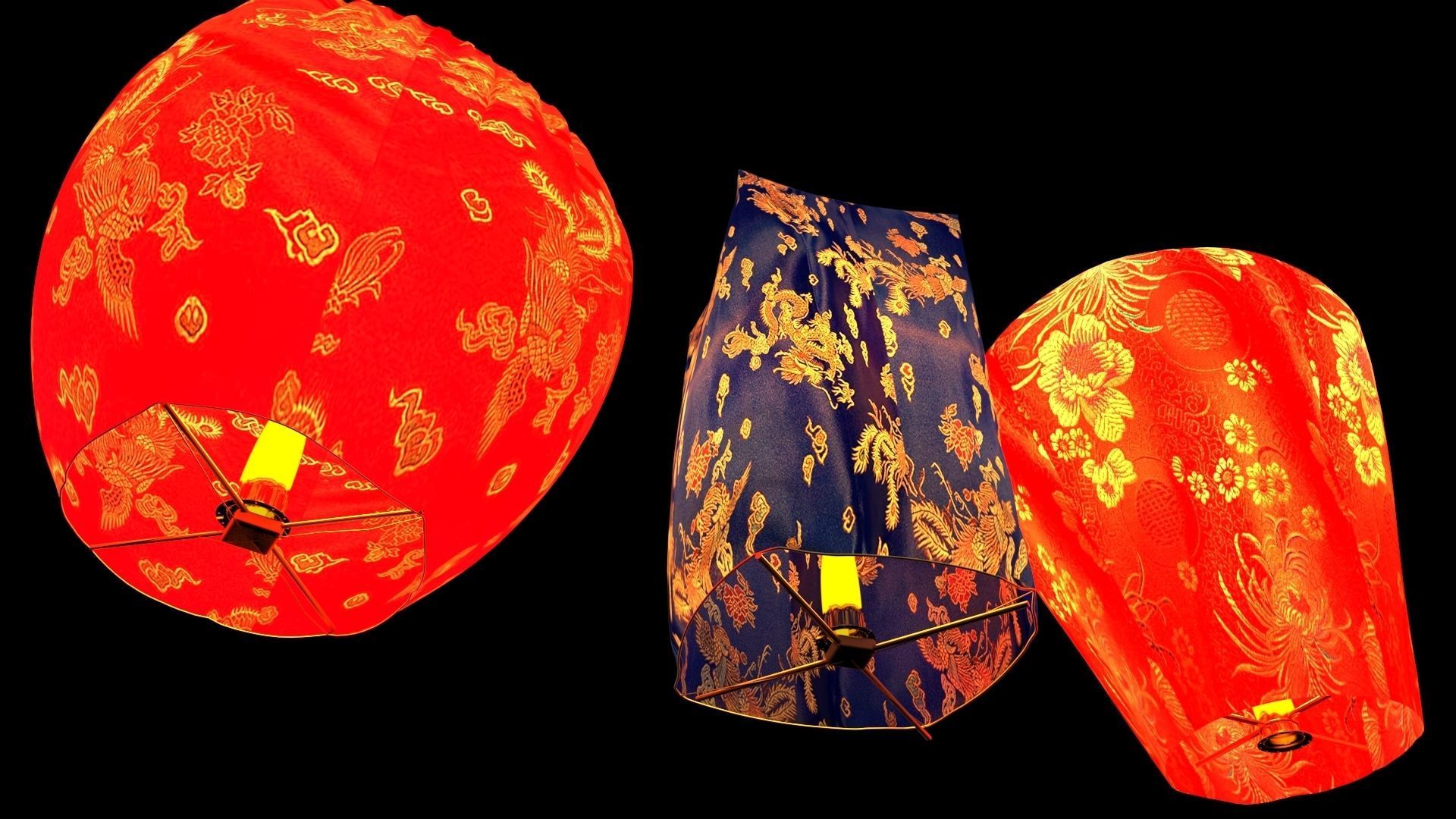 Chinese sky lantern 3D model | CGTrader