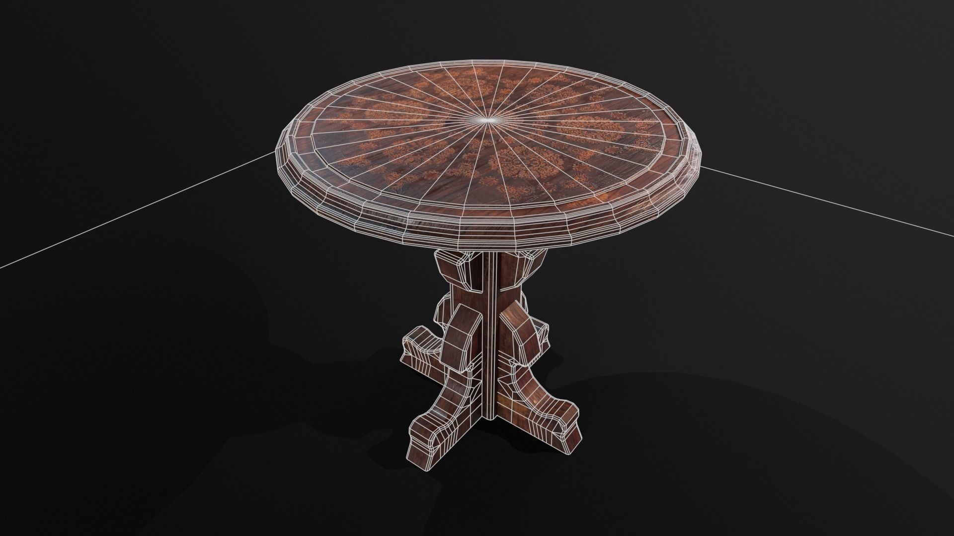 3D model Old Medieval Wooden Round Renaissance Small Table VR / AR ...