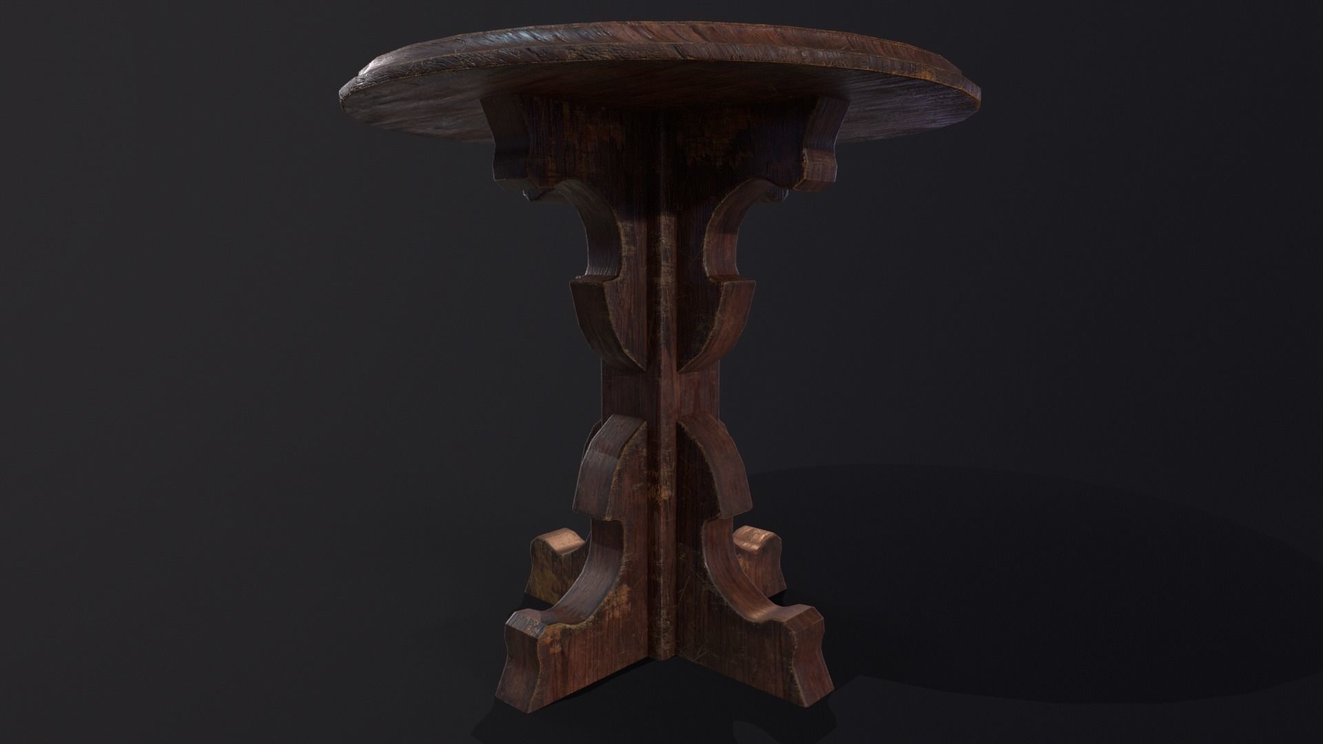 3D model Old Medieval Wooden Round Renaissance Small Table VR / AR ...